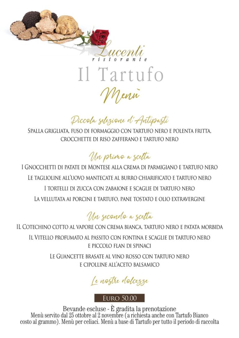 Menù Tartufo 2025 – Ristorante Lucenti